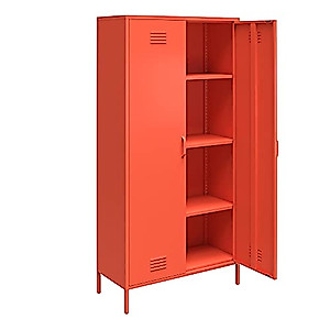 Novogratz Cache Tall 2 Door Metal Locker Cabinet, Orange