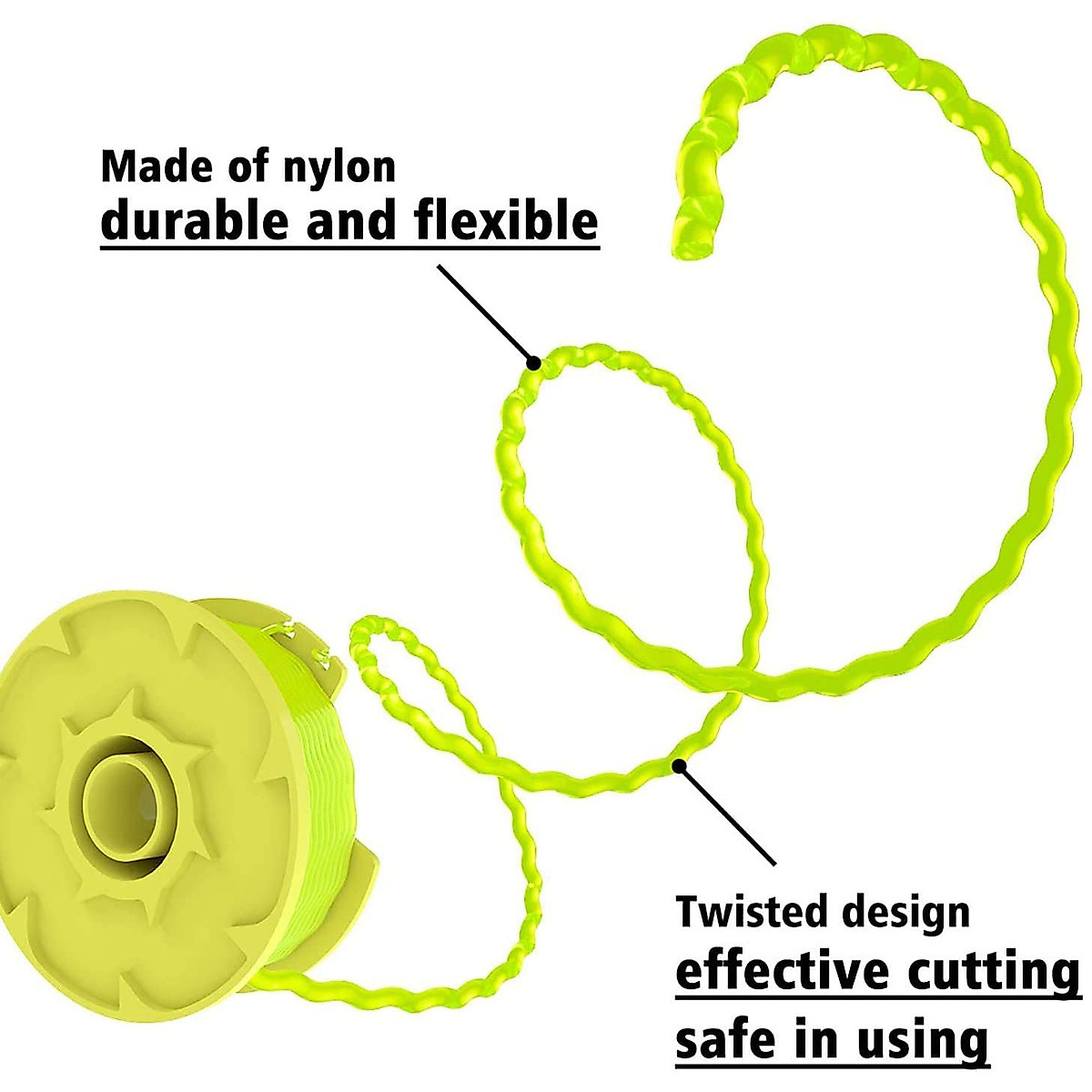 Eyoloty AC80RL3 11ft 0.080" Replacement Trimmer Spool for Ryobi One Plus 18v 24v and 40v Cordless Trimmers Line Refills Weed Wacker Auto-Feed Twist Single Line Parts(6 Spool,1Cap)
