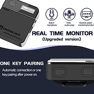 RELACART Mi1 Wireless Lavalier Microphone, 2.4G Wireless Lapel Mic System with 1 Transmitter and 1 Receiver Compatible with DSLR Camera, Camcorder, Smartphone for Vlogging, Streaming, YouTube