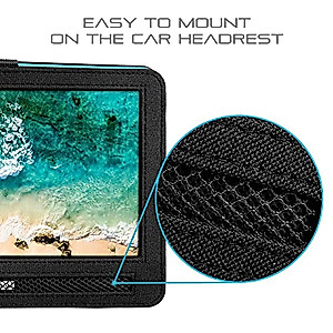 ZugGear Car Headrest Mount Holder Strap Case for Swivel and Flip Style Portable DVD Player - 10 Inch to 10.5 Inch Screen
