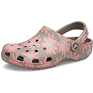 Crocs Unisex Classic Seasonal Print Clogs, Mushroom/Multi Flower, Numeric_9 US Men