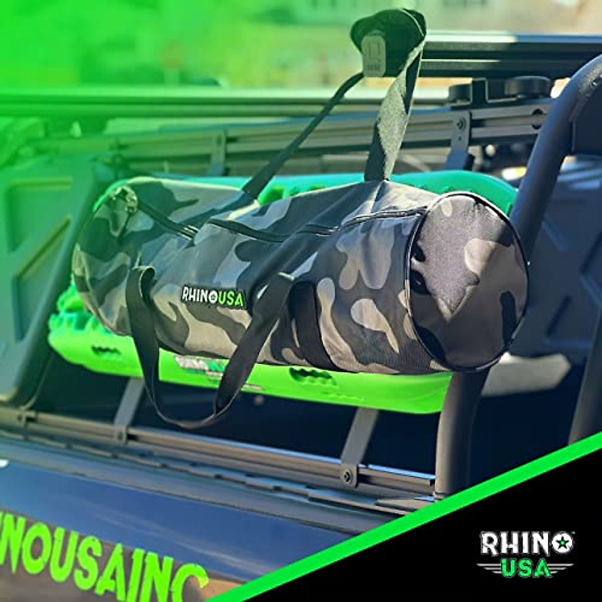 Rhino USA Kinetic Recovery Tow Rope (1in x 30ft Gray) Heavy Duty Offroad Snatch Strap for UTV, ATV, Truck, Car, Jeep, Tractor - Ultimate Elastic Straps Towing Gear - Guaranteed for Life!