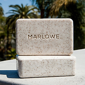 MARLOWE. No. 102 Men's Body Scrub Soap 7 oz, Earthy Oud Wood Scent, Best Exfoliating Bar for Men, Made with Natural Ingredients, Apricot Seed Powder, Shea Butter, Olive Oil, Green Tea Extracts