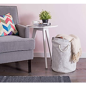 DII Woven Paper Storage Bin, Metallic Lurex, White, Medium Round