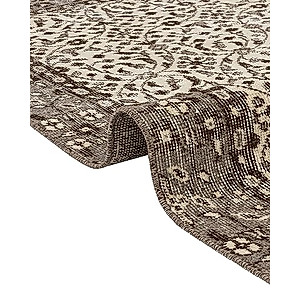 BESPOKY 5'2" x 8' 10" (158 x 270 Cm) Vintage Gray Frame Wool and Cotton Handmade Area Rug