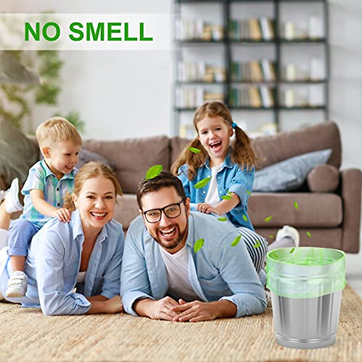 Small Trash Bags 4-6 Gallon, Inwaysin 200 Count Biodegradable Trash Bags 4 Gallon, Extra Strong Small Garbage Bags Unscented, Size Expanded, Green, for Bathroom Bedroom Office Kitchen Trash Can