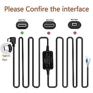 Converts 12V-24V to 5V/2A USB-C Hard Wire Kit for T130 Dash Cam, Low Voltage Protection Dash cam hardwire kit USB c Compatible for VIOFO HK4, AUTO-VOX V5 Apeman C880 goPro