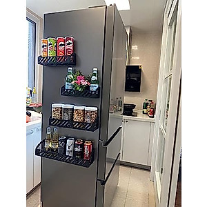 NAFCOOL Magnetic Spice Fridge Rack Shelf Organizer for Refrigerator, 4 Packs Moveable Magnetic Seasoning Organizer Shelves Kitchen Gadgets for Refrigerator Microwave Oven Coffee Maker Washer