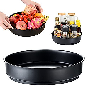 RHBLME 2 Pack Lazy Susan Turntable Organizer, 10 Inch Black Non Skid Spinning Spice Rack, Stainless Steel Lazy Susan Organizer for Cabinet, Countertop, Refrigerator, Pantry