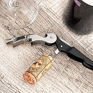 HYZ Heavy Duty Chrome Waiter Corkscrew Wine Opener with Foil Cutter, Professional 2Pack Wine Key for Bartenders and Waiter, Black Bottle Opener for Wine and Beer