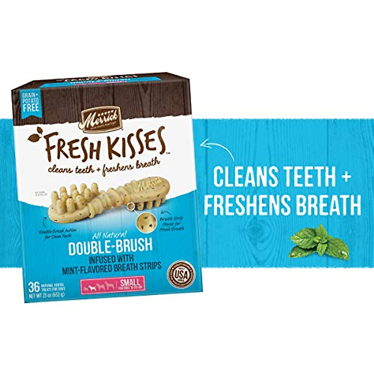 Merrick Fresh Kisses Oral Care Dental Dog Treats for Small Dogs 15-25 lbs