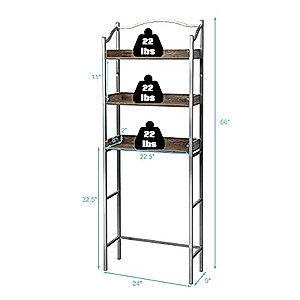 Giantex Over-The-Toilet Spacesaver 3-Tier W/Adjustable Shelves and Sturdy Metal, Easy Assembly Freestanding Bathroom Rack for Essentials Bathroom Storage Organizer Rack (Sliver)