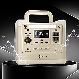 RAINBOW Portable Power Station 320W, 298Wh Backup LiFePO4 Battery, 2 x 110V/320W(Peak 640W) AC Outlets, Solar Generator for Outdoor Camping, Quick Charge for Home, Hiking