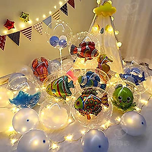 Clear Balloons, 18" Pre Stretched 15 Packs Big Stuffing Crystal Clear Bubble Bobo Balloons for Air or Helium Use