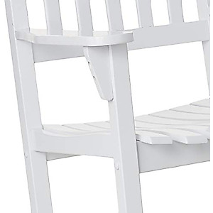 Cambridge Casual Bentley High Back Wooden Front Porch Rocking Chair for Outdoor Patio Furniture, Solid Wood, White