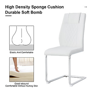 Ginxesh 63‘’ Glass Dining Table Set for 4-6,7 Dining Table Set,Rectangular Tempered Glass Top Kitchen Table and 6 Faux Leather High Back Upholstered Dining Chairs (White, 6 Chairs)