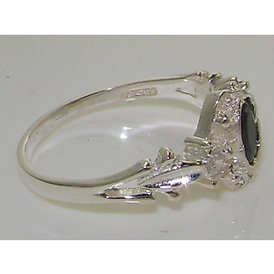 925 Sterling Silver Cubic Zirconia and Natural Sapphire Womens Trilogy Ring - Size 9.75