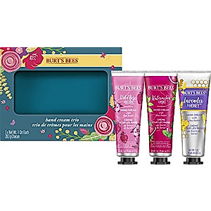 Burt's Bees Gifts, 3 Moisturizing Hand Creams with Shea Butter, Hand Cream Trio Spring Set - Lavender and Honey, Wild Rose and Berry & Watermelon and Mint
