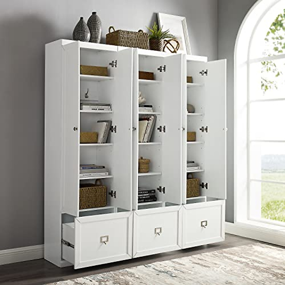 Crosley Furniture Harper 3-Piece Entryway Set with 3 Pantry Closets, White