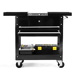 Happytools Happytool Rolling Tool Cart, Lockable Tool Chest Mechanic w/Storage Drawers & Wheels, Tool Box Organizers on Wheels for Black