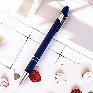 RGFF 12-Count Pack Retractable Ballpoint Pen, Black Ink, Assorted Colors, Silky Writing Rolling Ball Gel Pens, 2-in-1 stylus (A)