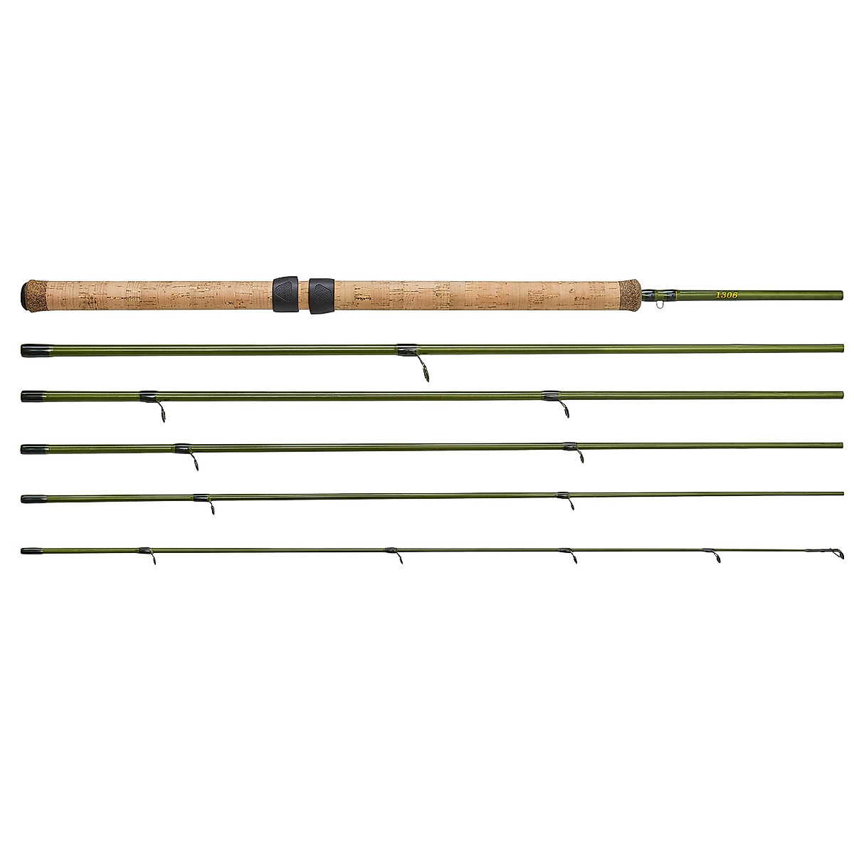Center Pin Float Fishing Rod 13 Feet 6-10lbs 6 Pieces Carbon Sections Wooden Cork Handle Lure Weight 1/8-1/2oz Centerpin Fishing, Brown