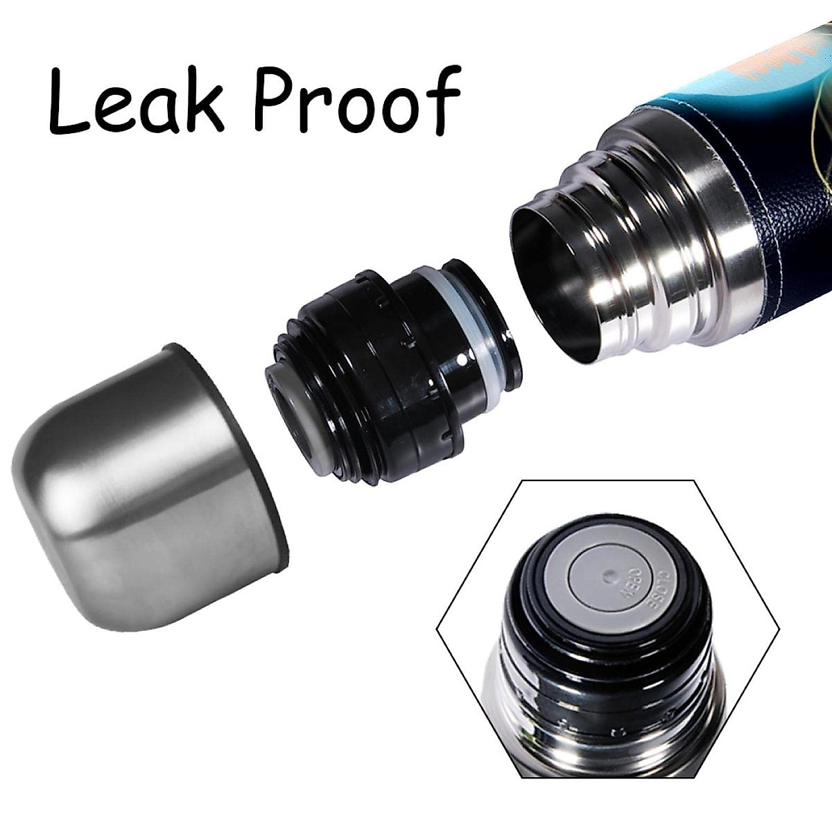 Stainless Steel Leather Vacuum Insulated Mug Jellyfish Thermos Water Bottle for Hot and Cold Drinks Kids Adults 16 Oz