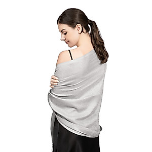 Sparkling Metallic Evening Shawl Wrap Scarf for Wedding Prom Party Dress 80" x 27" (Silver)