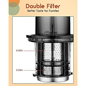 SOVIDER Compact Slow Masticating Juicer Machines- Up to 92% Juice Yield and 3.1" Wide Chute Cold Press Juicer for High Nutrient Fruits Vegetables Easy Clean with Brush Pulp Measuring Cup Reverse