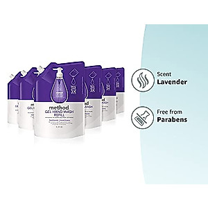 Method Gel Hand Soap Refill, French Lavender, Biodegradable Formula, 34 fl oz (Pack of 6)