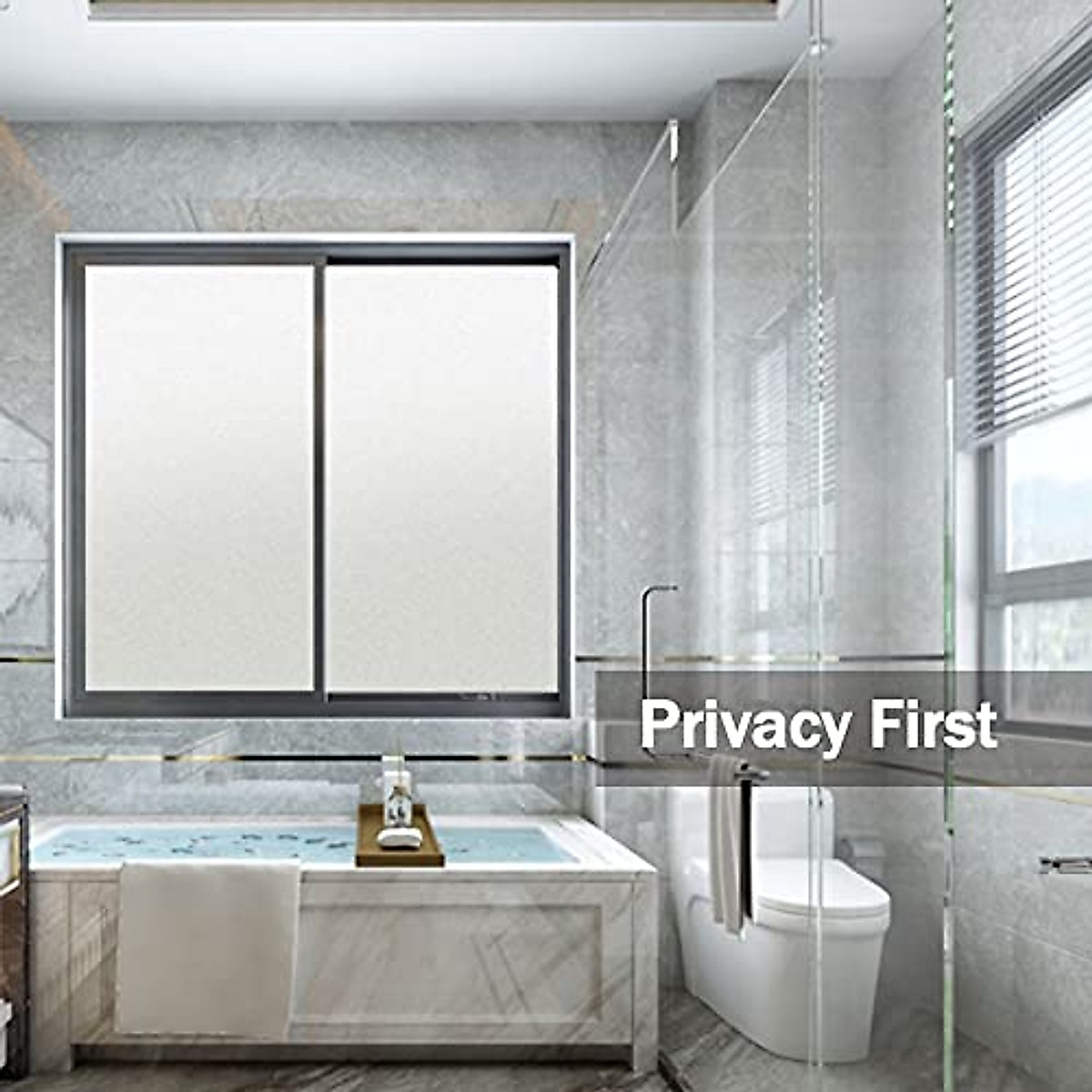 Instruban Window Privacy Film Frosted Glass Covering for Bathroom Opaque Static Cling Heat Control Door Sticker for Office Living Room Non-Adhesive - Matte Pure, 17.5 x 78.7 inches
