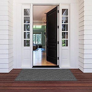 Apache Mills Textures Crosshatch Entrance Mat, 3-Feet by 5-Feet, Charcoal (60-461-1901-3x5)