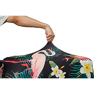 WUJIAONIAO Travel Luggage Cover Baggage Suitcase Protector Fit for 18-32 Inch Luggage (S (for 18-20 inch luggage), Flower flamingo)