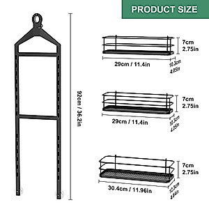 Thideewiz 3 Tier Hanging Shower Caddy Over Shower Head, Anti-Swing Shower Shelf, Adjustable Rustproof Shower Rack, Metal Shower Organizer with Hooks, Black