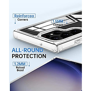 EJGNA for Samsung Galaxy S23 Ultra Phone Case, [20X Anti-yellowing] [Military-grade Drop Protection] for Galaxy S23 Ultra Case with S Pen Holder 5G 6.8", Hard PC Back+Flexible TPU Frame, Diamond Clear