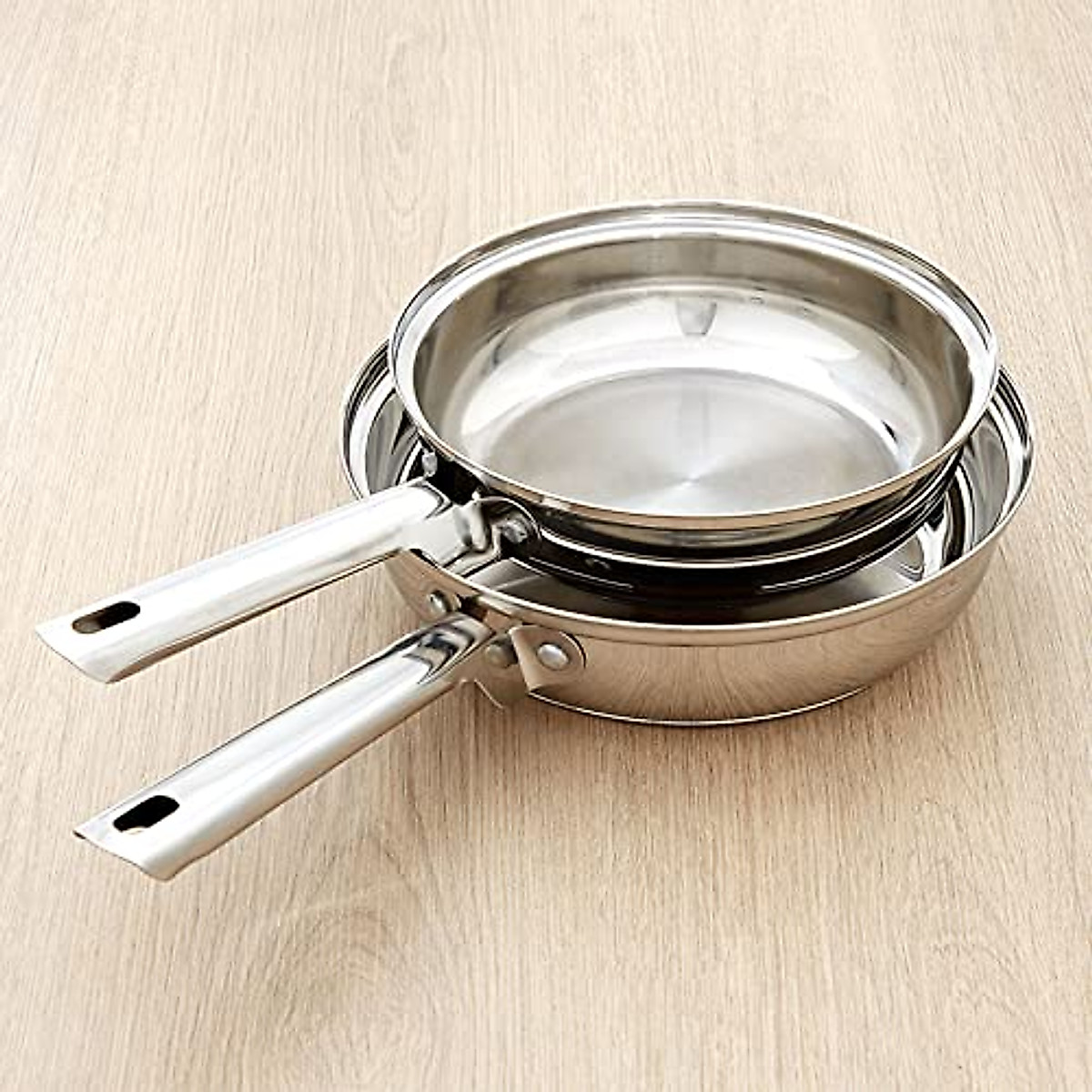 Fry Pan Set - Stainless Steel Cookware with Heat-Resistance - Set of 2