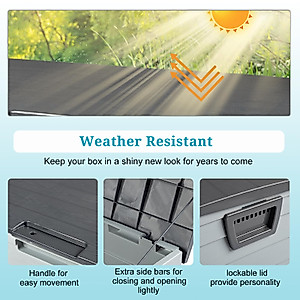 Outvita Deck Storage Box, 75 Gallon Durable Storage Container Bin Store Patio Cushions, Pool Toys and Yard Stools Outdoor Patio Garden for (Gray)