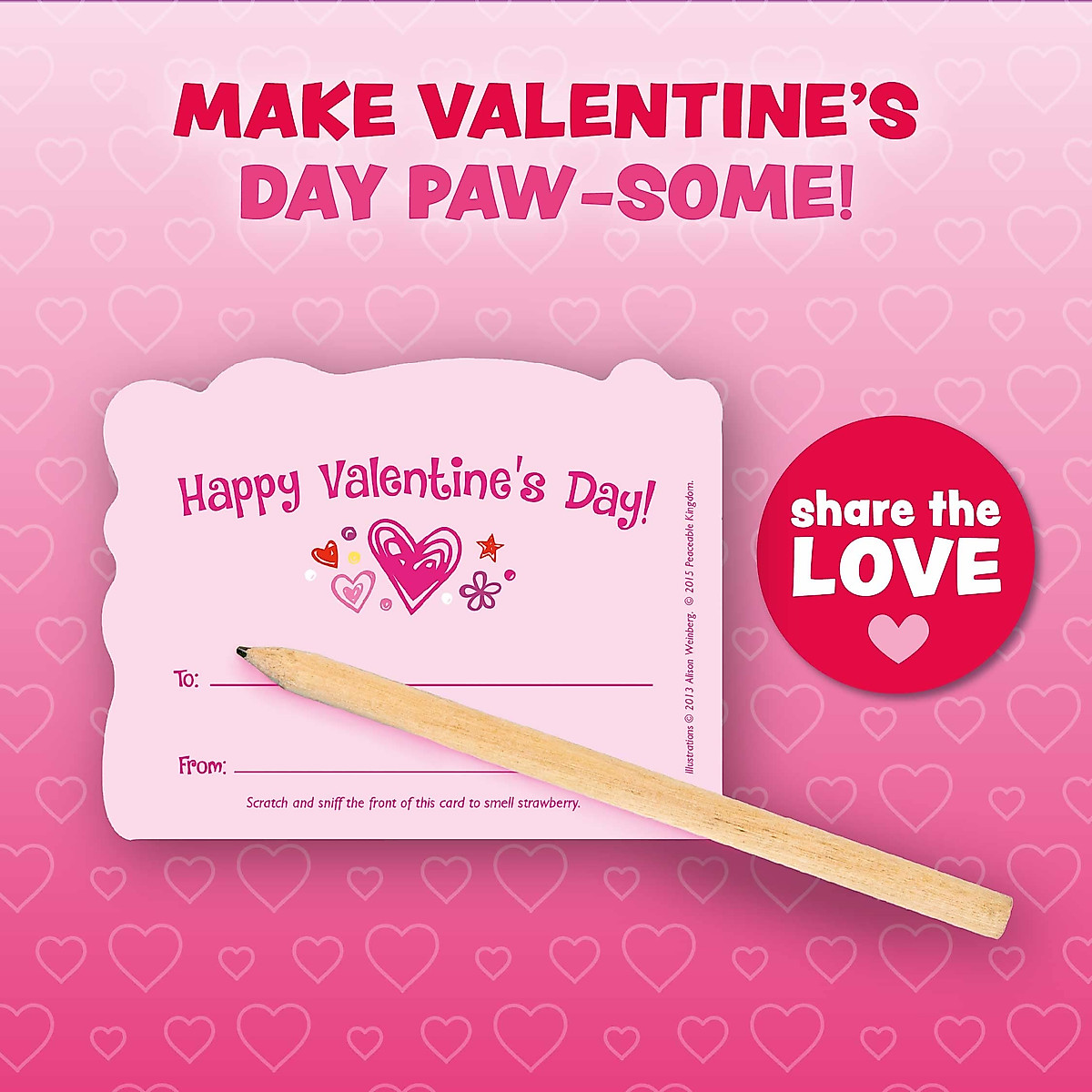 Peaceable Kingdom Scratch and Sniff Kitten Valentines - 28 Strawberry Scented Card Pack