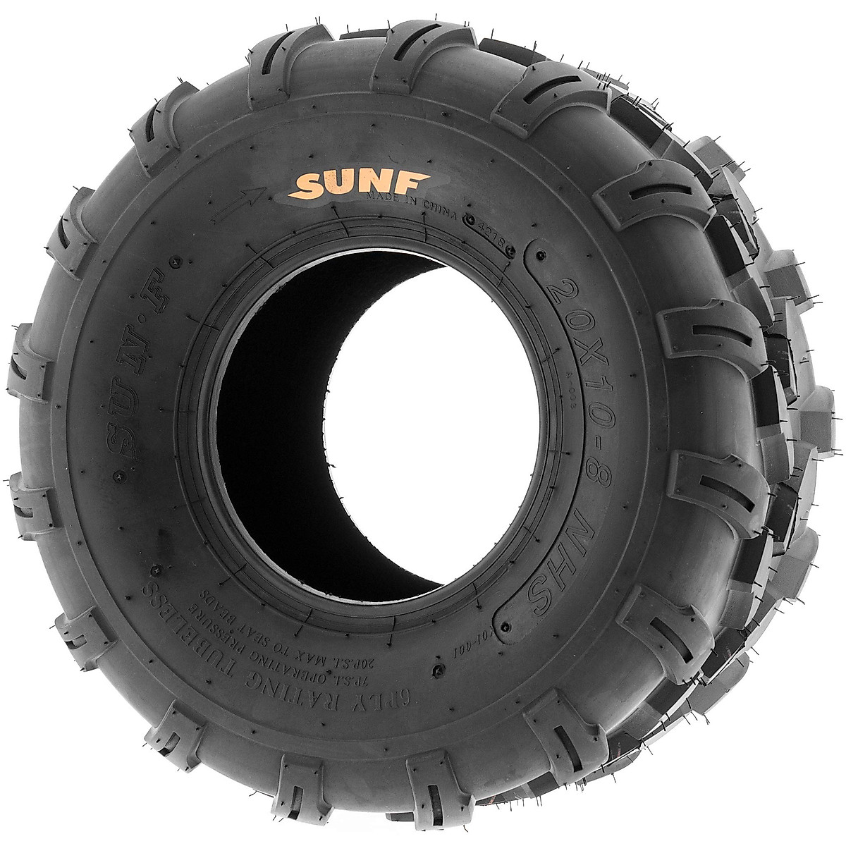 SunF A003 ATV/UTV/Lawn-Mowers Off-Road Tire 20x10-8, 6 PR, Directional Tread (Pair of 2)