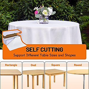 54''×300' Disposable Plastic Tablecloths Roll, White Plastic Table Cloths, Plastic Table Party Cover, Premium Decorative Rectangle Table Cover for Weddings, Banquets, Parties, Indoor & Outdoor.