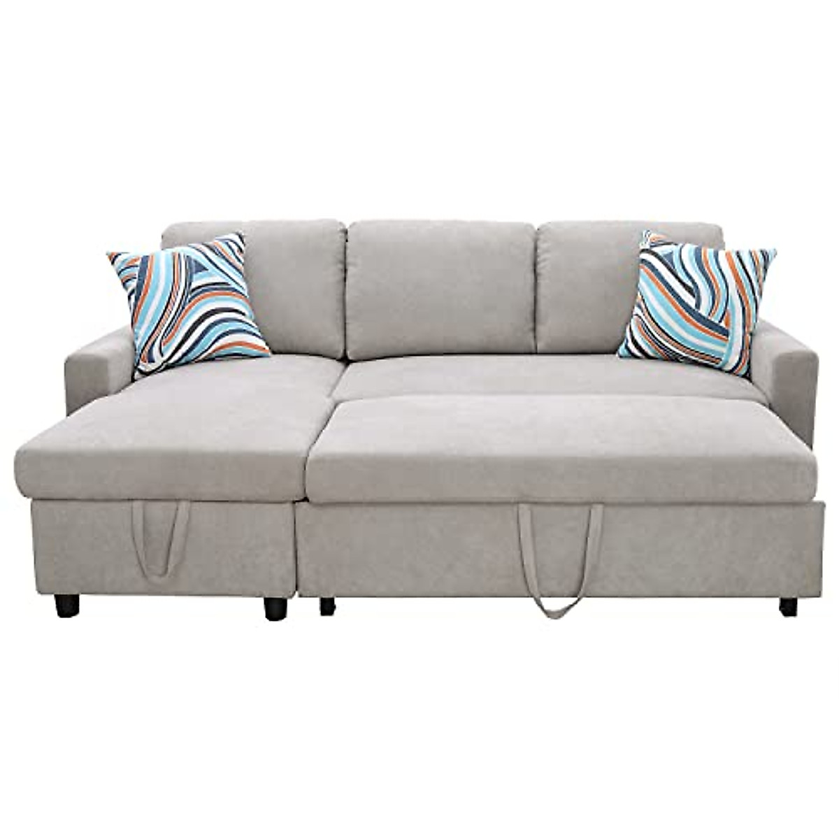 SIENWIEY Sectional Sofa Set, Sleeper Sofa Bed with Storage Chaise for Living Room Modern L-Shape Velvet Pull Out Couch for Small Space(Grey)