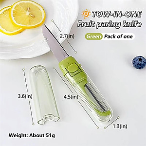 Fruit Knife Peeler, 2-in-1 Stainless Steel Fruit Knife, Multifunctional Portable Peeling Fruit Knife, Creative Fruit And Vegetable Peeling Knife, Suitable For Kitchen, Picnic, Travel.(Green)