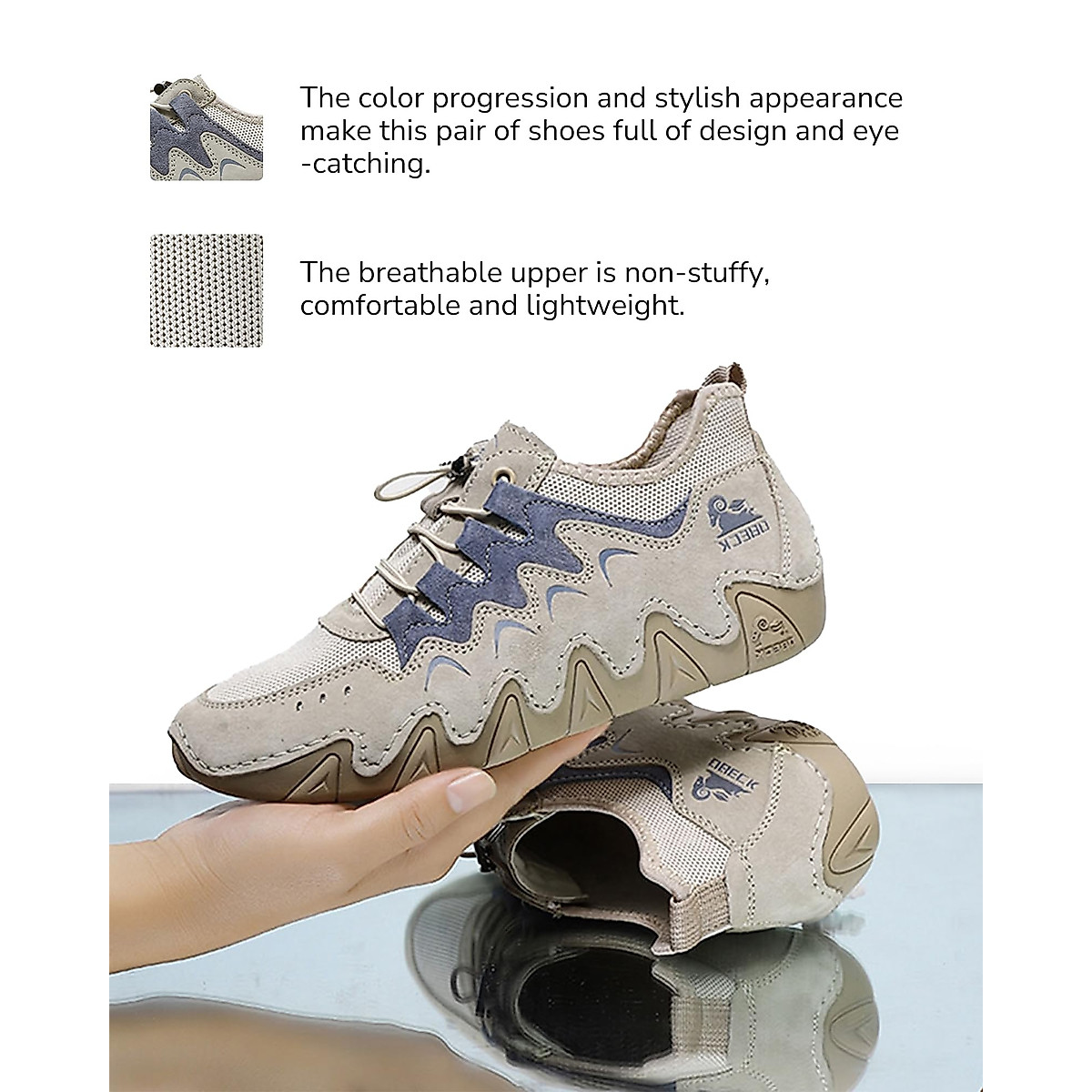 Dbeck Women's Casual Jogging Shoes Athletic Walking Shoes for Outdoor Activities Lightweight Mesh Sports Sneakers with Adjustable Lace, Blue, 8