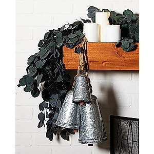 Deco 79 Metal Tibetan Inspired Meditation Decorative Cow Bell with Jute Hanging Rope, Set of 3 12",9",6"H, Gray