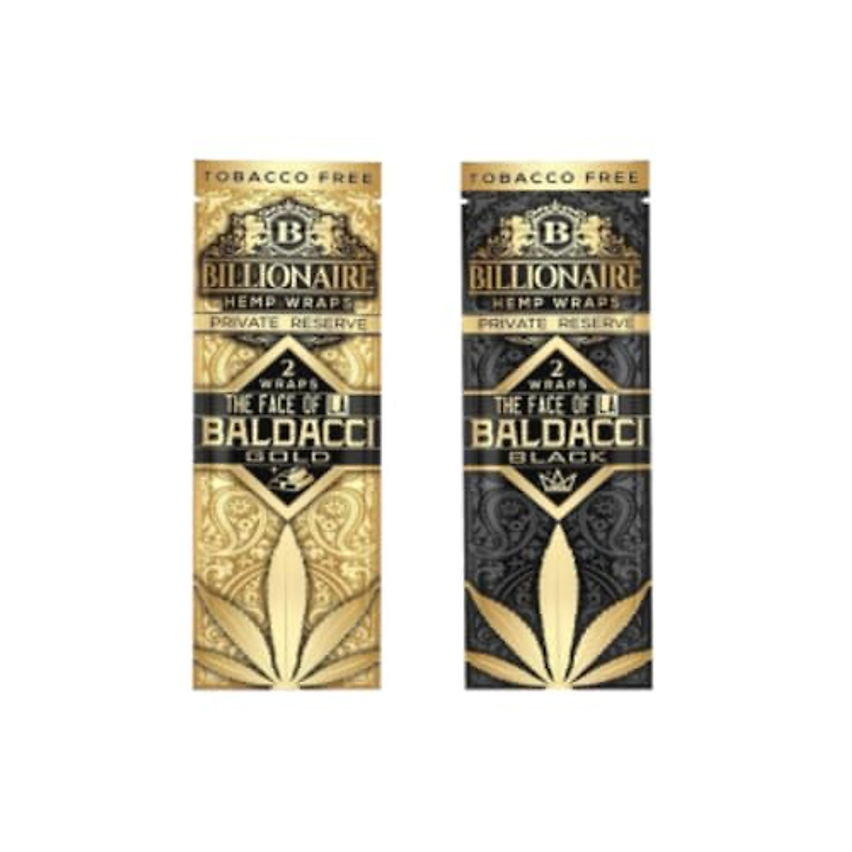 Billionaire Hemp Natural Hemp Wraps - Baldacci Gold - Fruit of the Gods Flavor - 2 Wraps per Pack - 25 Pack - 50 Wraps total incl. Frugal Smoker Sticker