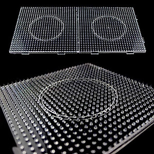 H&W 4PCS 5mm Fuse Beads Boards, Large Clear Pegboards Kits, with Gift 4 Lroning Paper (WA3-Z1)