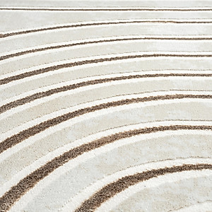 Abani Glam Collection Area Rug - Beige/Cream Modern Abstract Design - 6' x 9' - for Living Room, Bedroom & Office