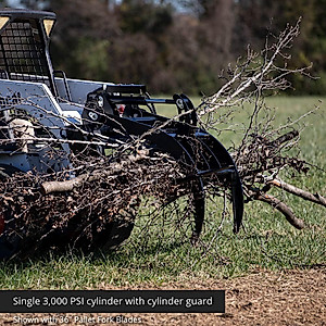 Titan Attachments Hydraulic Skid Steer Pallet Fork Grapple Attachment V2 with 48in Fork Blades, 1/2in Thick Steel Frame, Quick Tach Mounting System