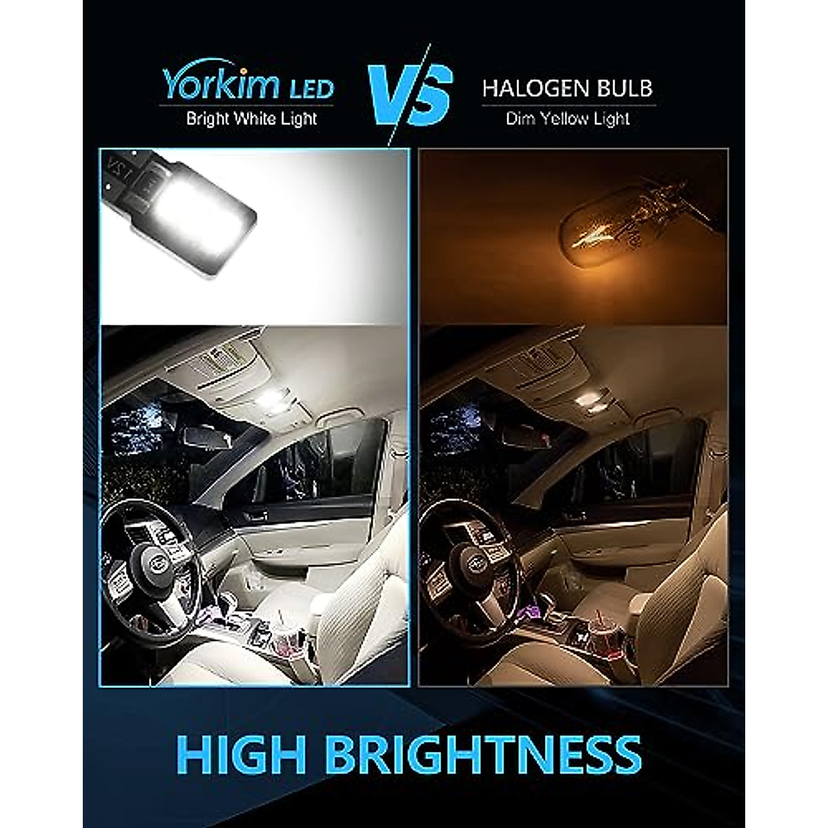 Yorkim 20PCS 194 LED Bulb White, MIZI SIZE 168 Led Bulb T10 Led Bulb Replacement for Car Interior Map Dome Door Lights Courtesy Trunk License Plate Lights Side Marker Lights, Pack of 20, 6300K