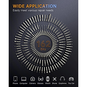 Electric Screwdriver Kit, 181 in 1 Mini Precision Screwdriver Set with 162 Magnetic Bits, 3 Torque Settings, 3.7V Cordless Power Screwdriver Repair Tool for Phone Camera Laptop Watch